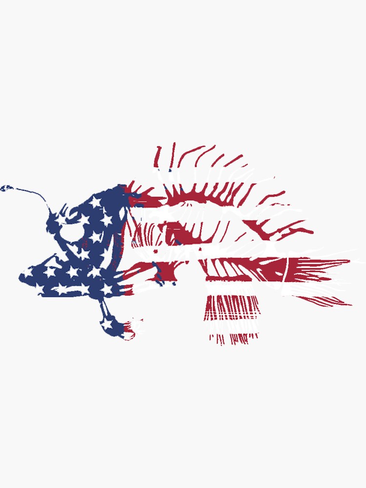 "American Flag Angler Fish Skeleton American Fishing" Sticker for Sale ...