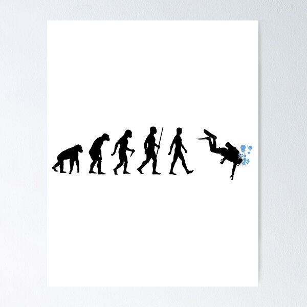 "Evolution of the Diver | Live to Dive" Poster for Sale by ArtbyJamasin ...