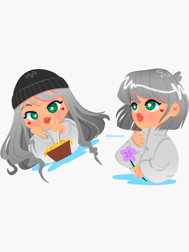 "Long Hair" Sticker for Sale by MinaIsLate | Redbubble