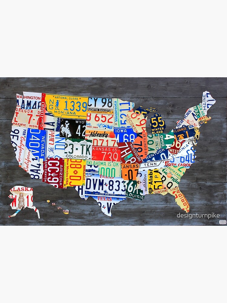 License Plate Map of America on Gray 2017 Edition Premium Matte ...