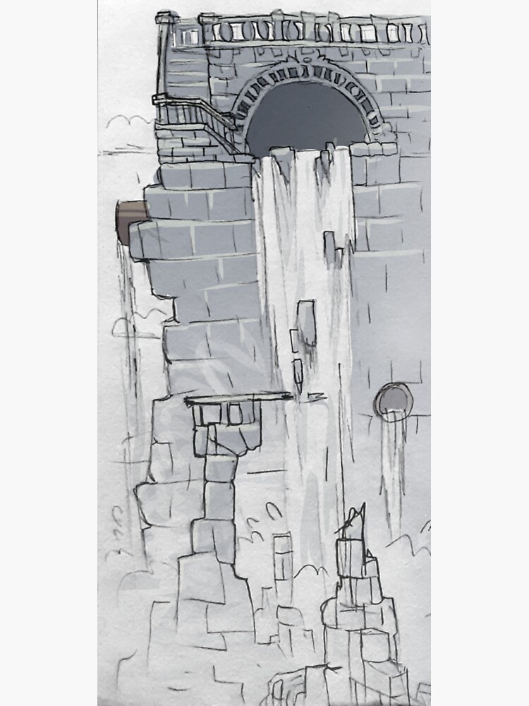 "Waterfall Sewer Ruins" Sticker for Sale by MJHArtwork | Redbubble