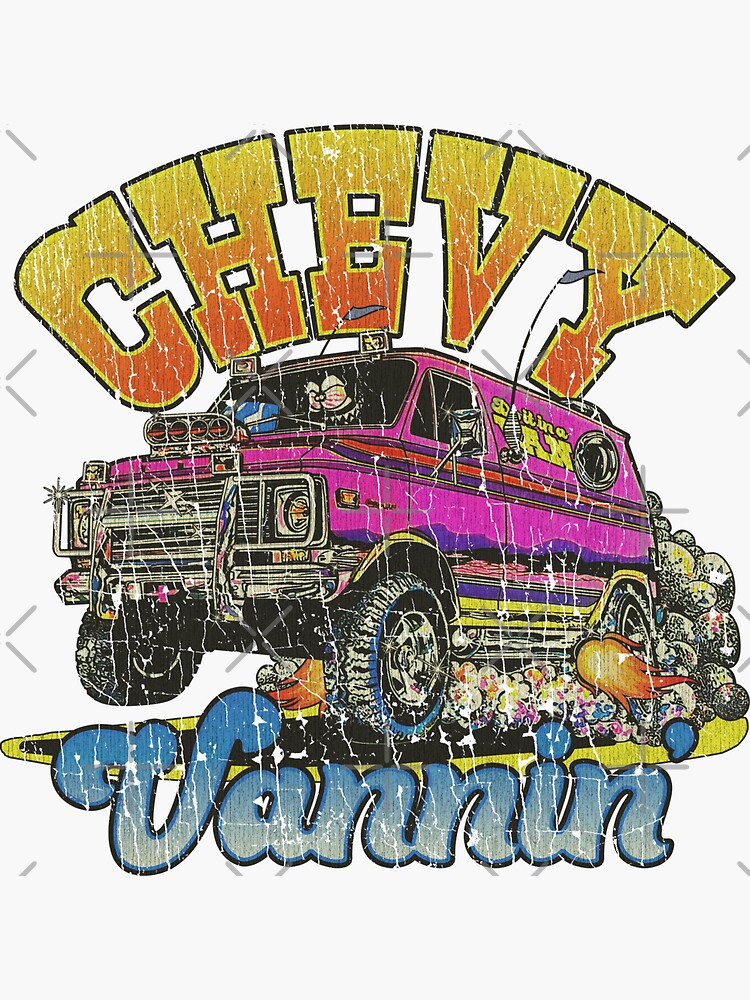 "Chevy Vannin’ 1974 " Sticker for Sale by AstroZombie6669 | Redbubble