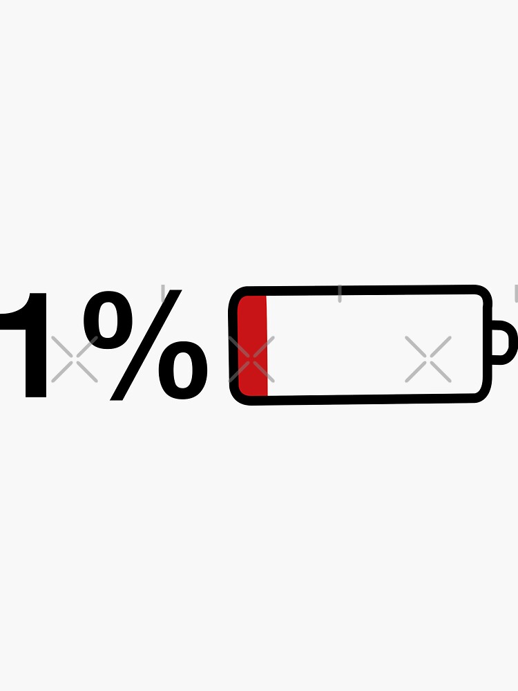 "1 % battery" Sticker for Sale by MelloOfficial | Redbubble