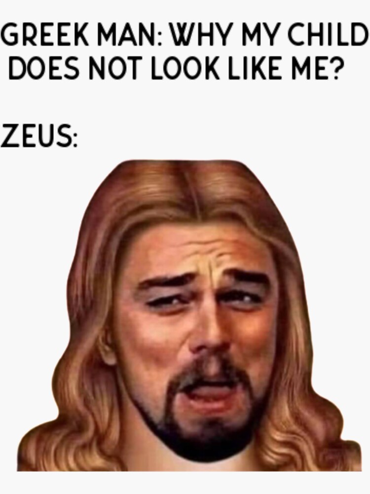 "Zeus Gott Leonardo DiCaprio Lustiges Meme Schwarze Buchstaben" Sticker ...