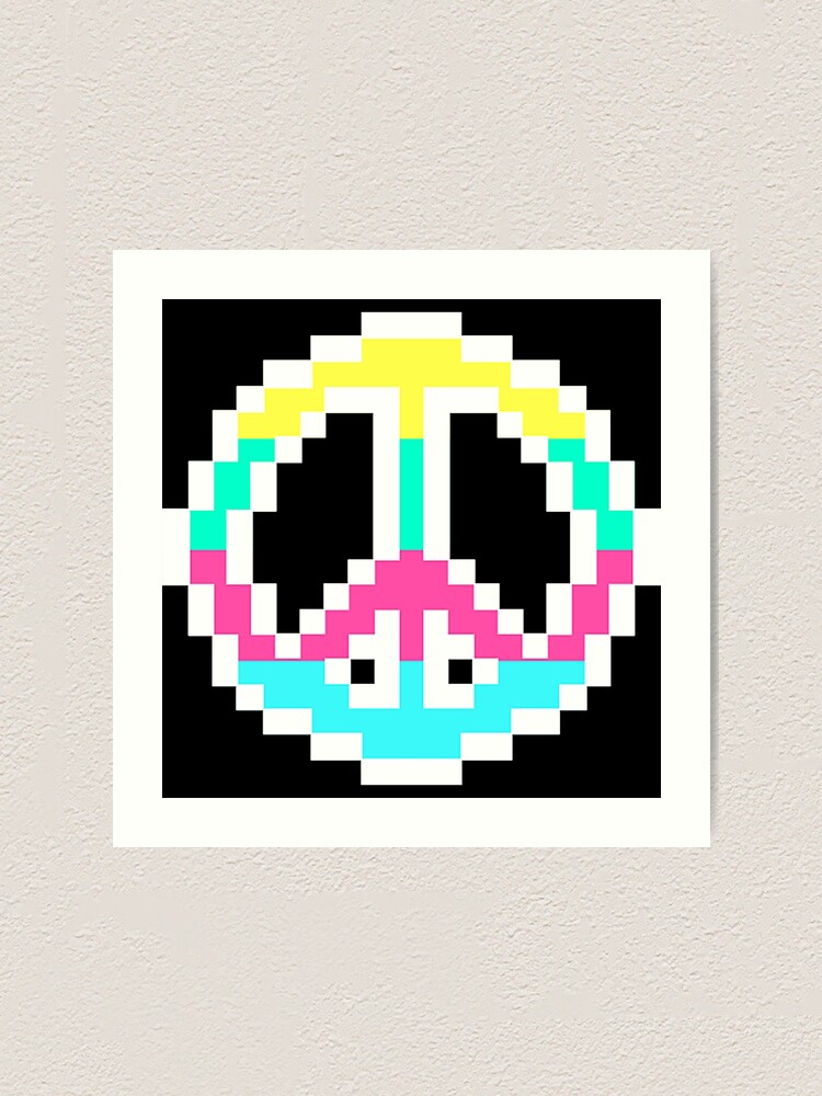 "Pixel Peace Sign Hippie Symbol 60s 70s " Art Print for Sale by ...