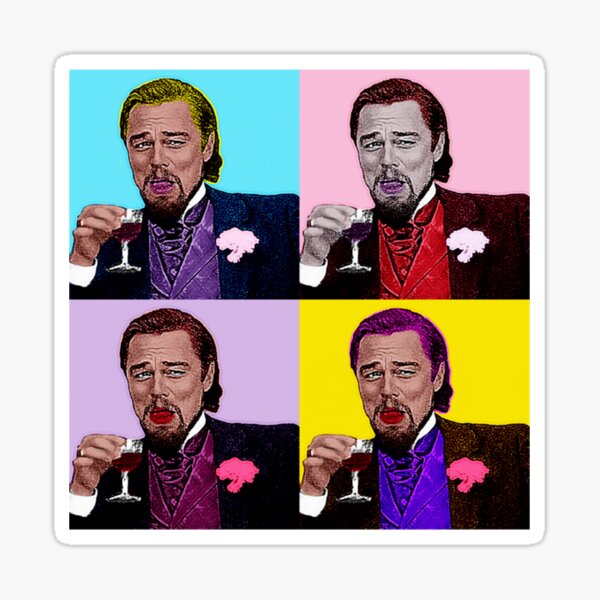 "Leonardo DiCaprio Laughing meme in Andy Warhol pop art style " Sticker ...