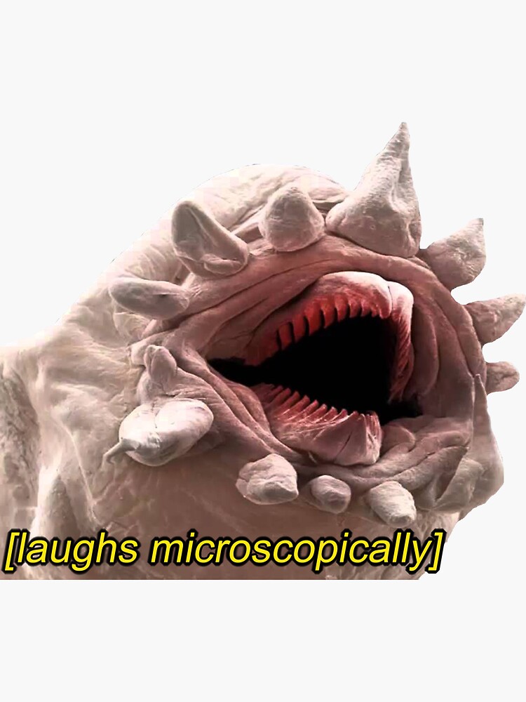 "[laughs microscopically]" Sticker for Sale by jackiekeating | Redbubble