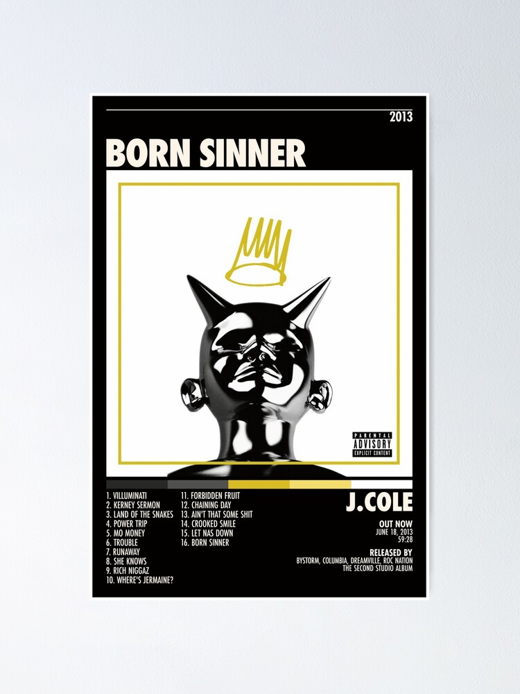 Póster «Póster de J. Cole – Póster de Born Sinner – Póster ...