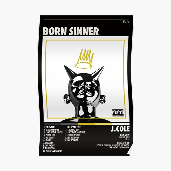 Póster «Póster de J. Cole – Póster de Born Sinner – Póster ...