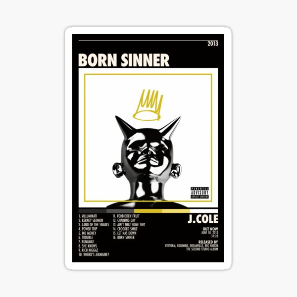 Pegatina «Póster de J. Cole – Póster de Born Sinner – Póster ...