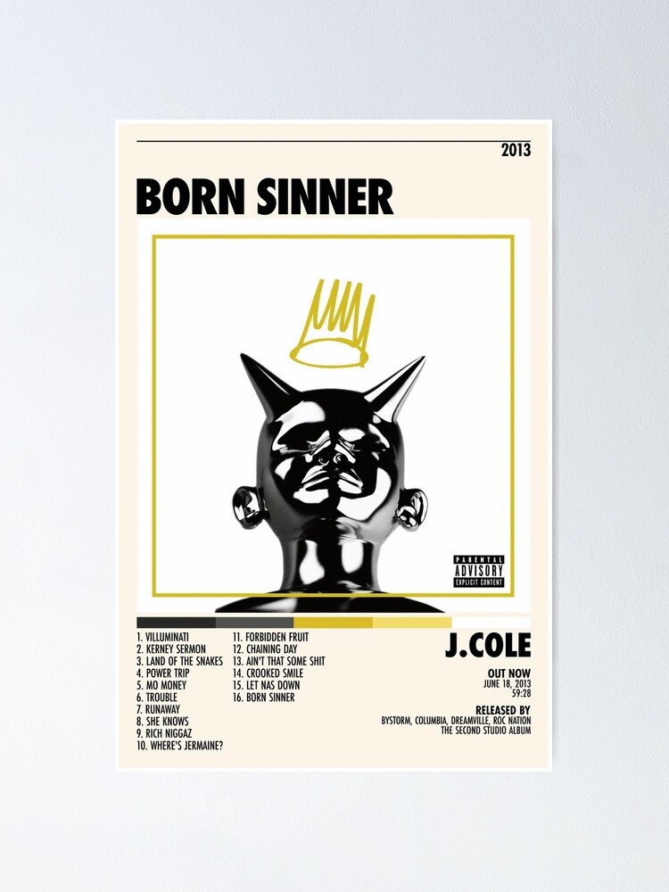 Póster «Póster de J. Cole – Póster de Born Sinner – Póster ...