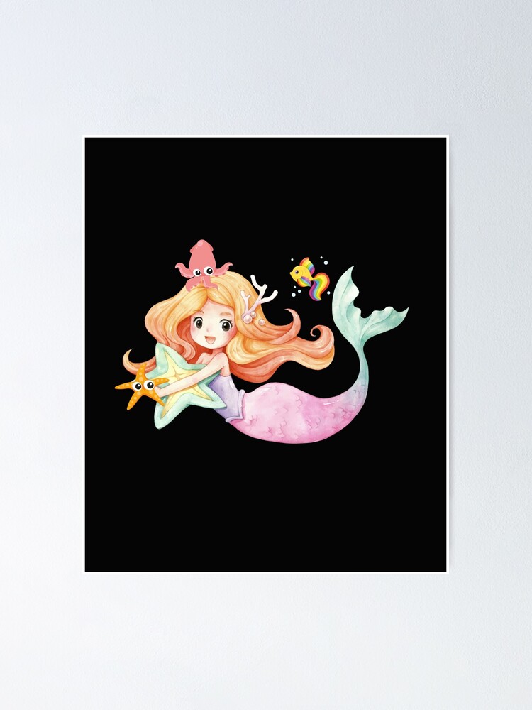 "Happy rainbow fish cartoon" Poster for Sale by Natalieards | Redbubble