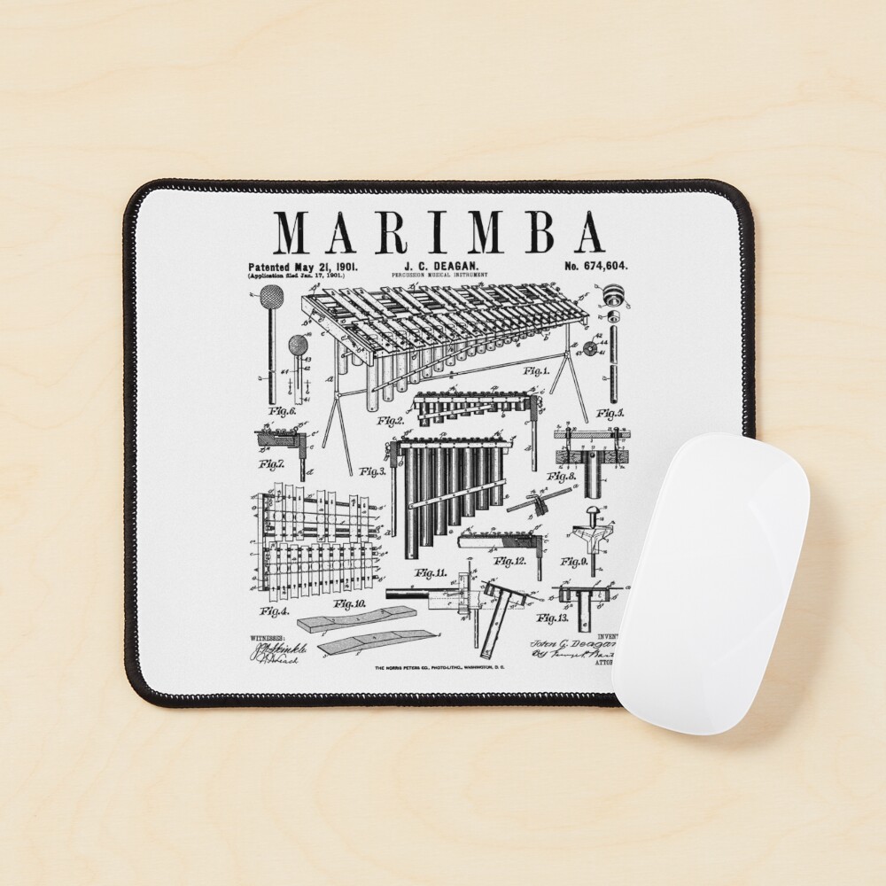"Marimba Player Percussion Musical Instrument Vintage Patent" Poster ...