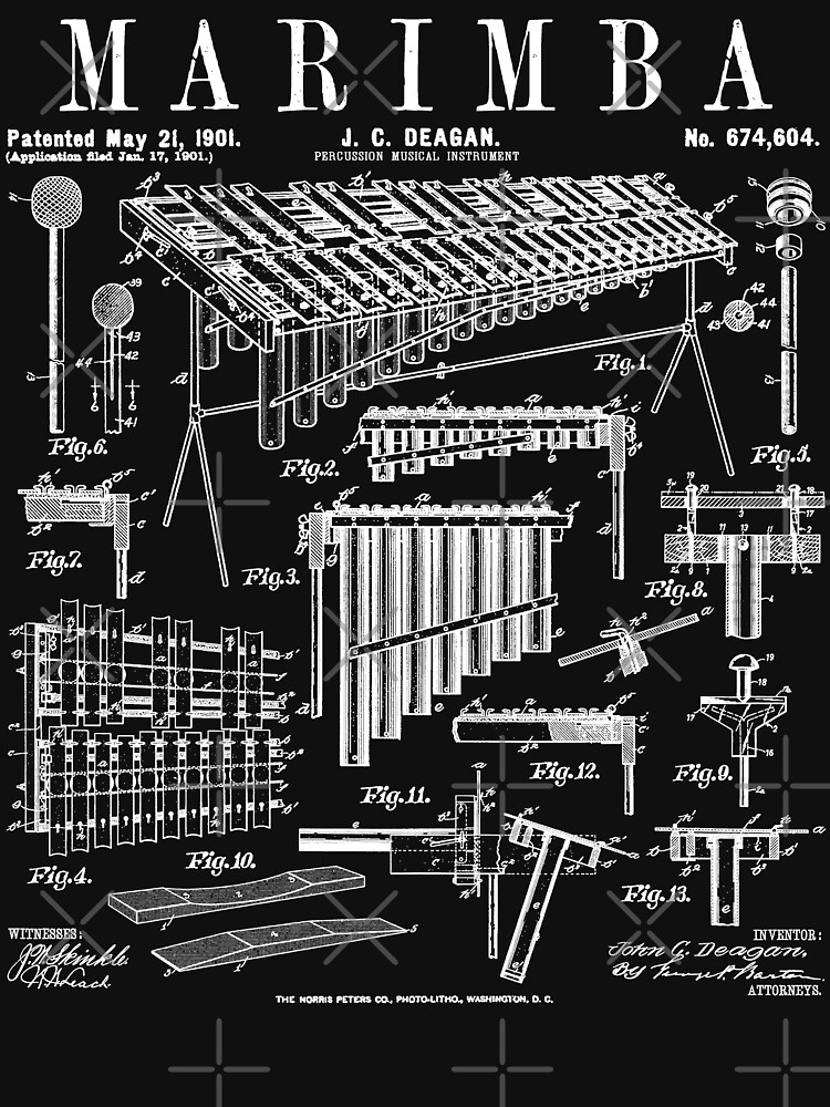 "Marimba Player Percussion Musical Instrument Vintage Patent" Essential ...