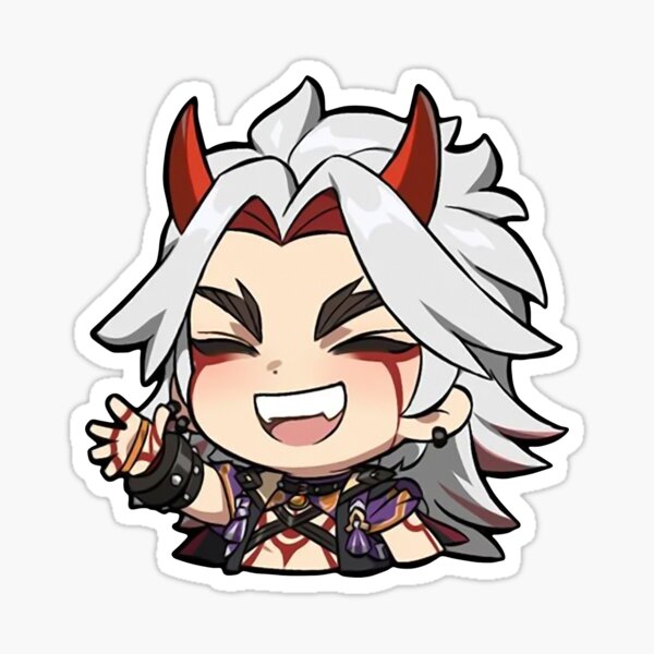 Pegatina «Arataki Itto | Etiqueta engomada del impacto de Genshin "¡Qué ...