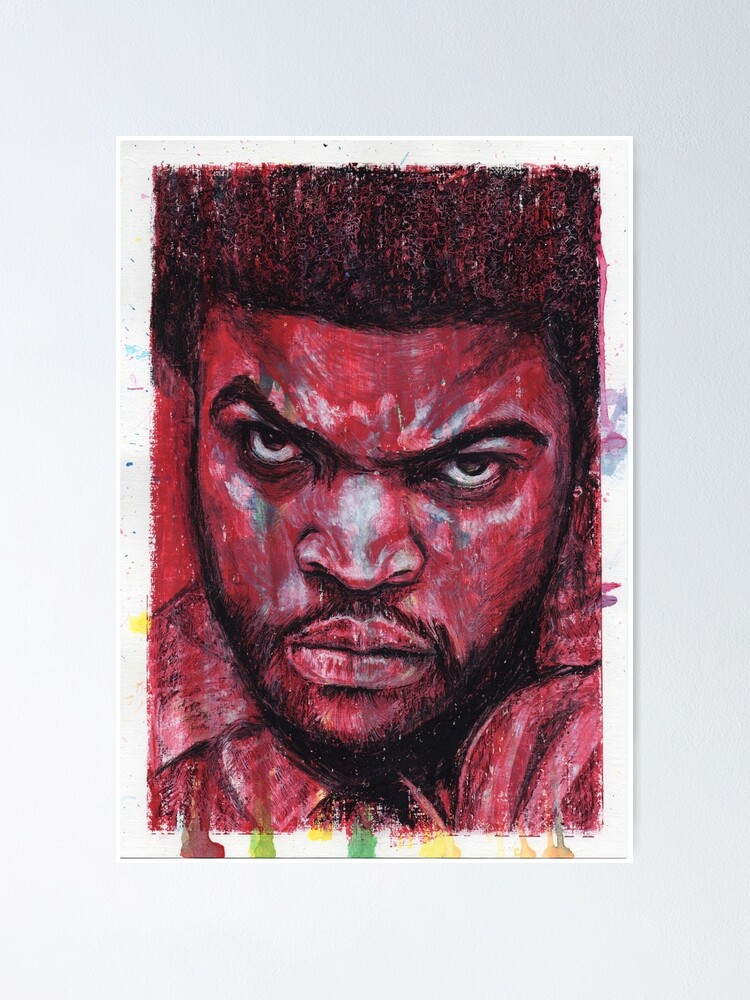 "Ice Cube - Hand Drawn Oil and Ink Portrait" Poster for Sale by ...