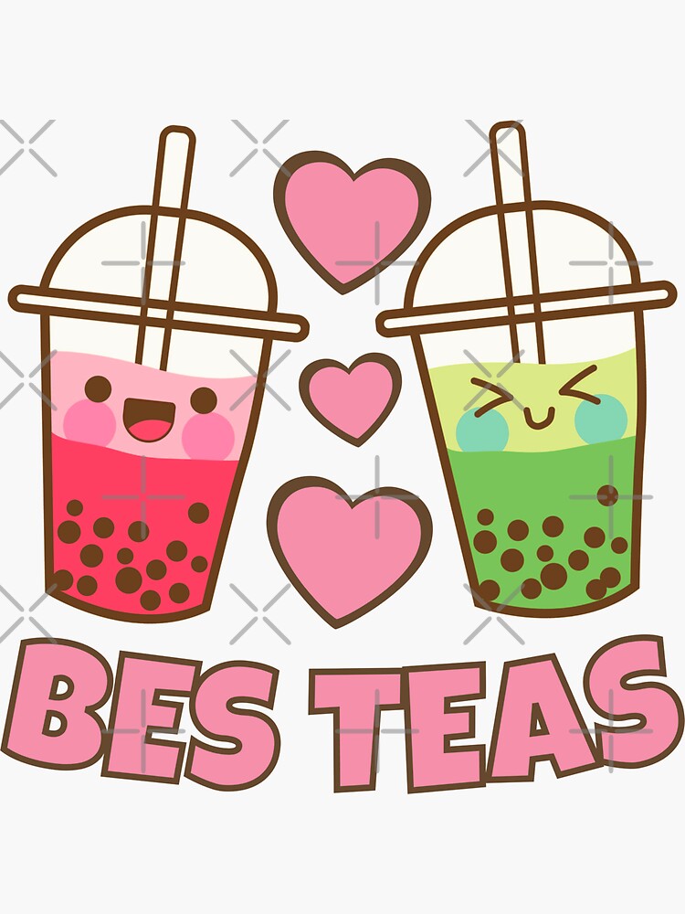 "Bes Teas Besties Cute Kawaii Bubble Tea Boba Best Friends" Sticker by ...