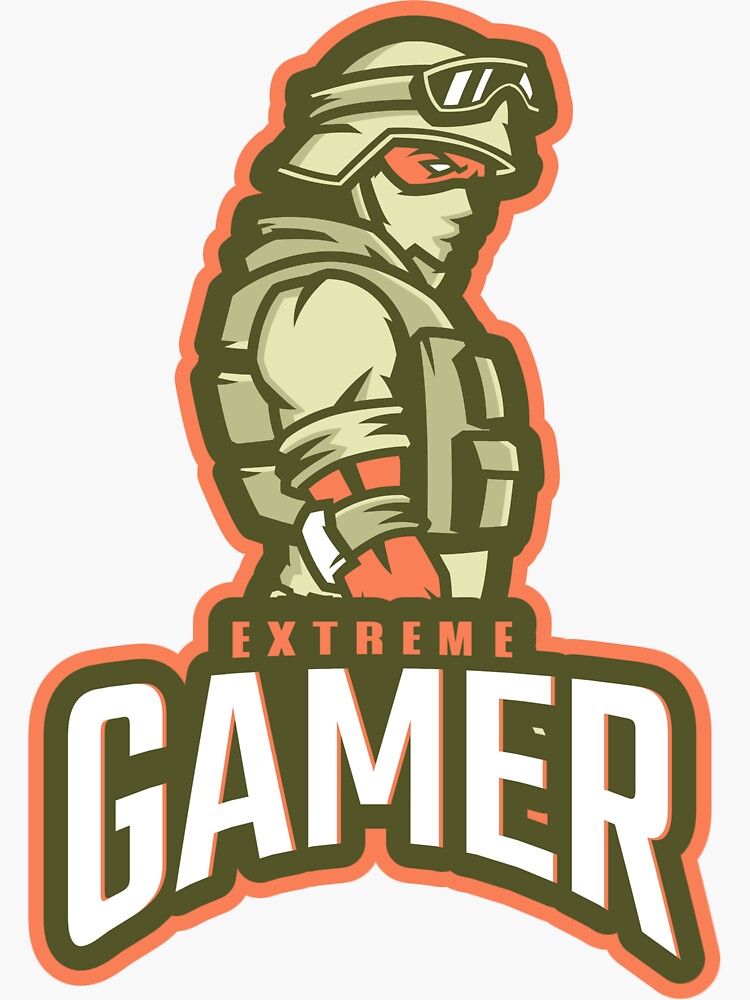 "Extreme Gamer with Brave Soldier" Sticker by PRIVARSHU | Redbubble