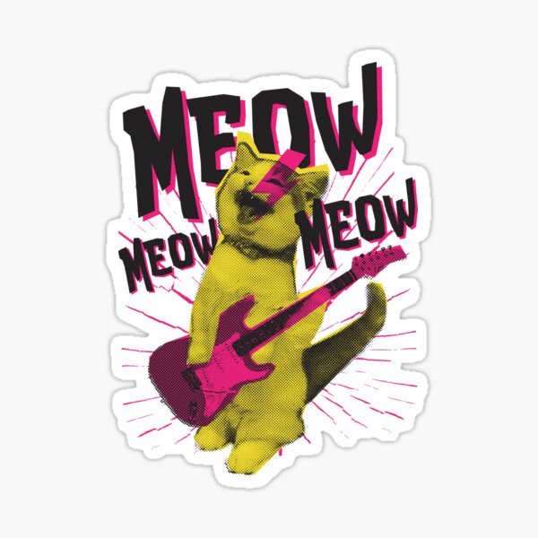 "Cat playing the guitar singing meow " Sticker by dreamingoutwest ...