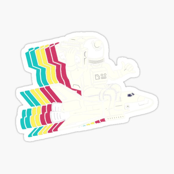 "American Astronauts Go To The Moon On Rainbow Rockets" Sticker for ...