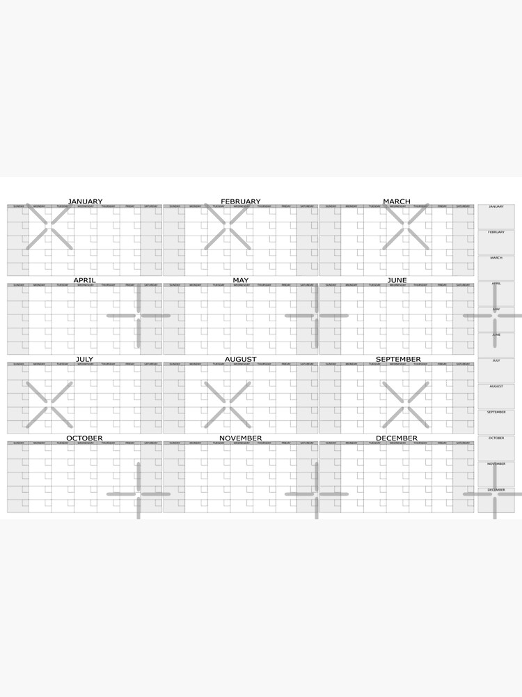 "Undated Blank Yearly Calendar " Poster for Sale by Mylecm | Redbubble