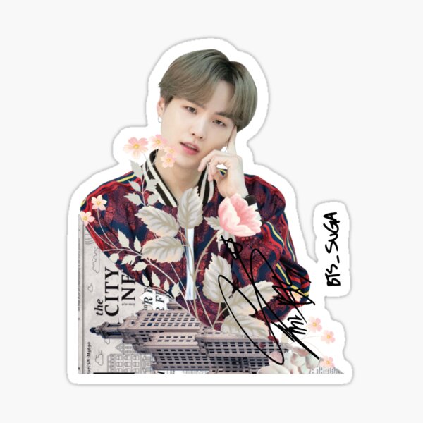 " BTS Suga" Sticker for Sale by SwanForDesigns | Redbubble