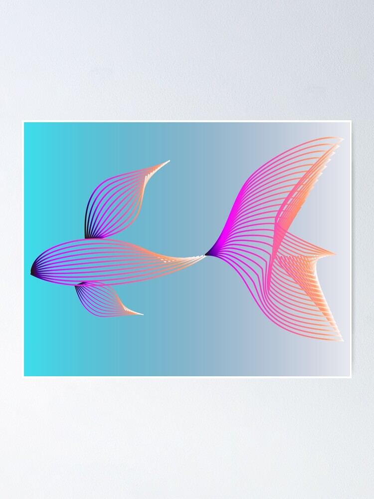 "gradient fishnet fish on the sky background" Poster by vik-tor3ia ...