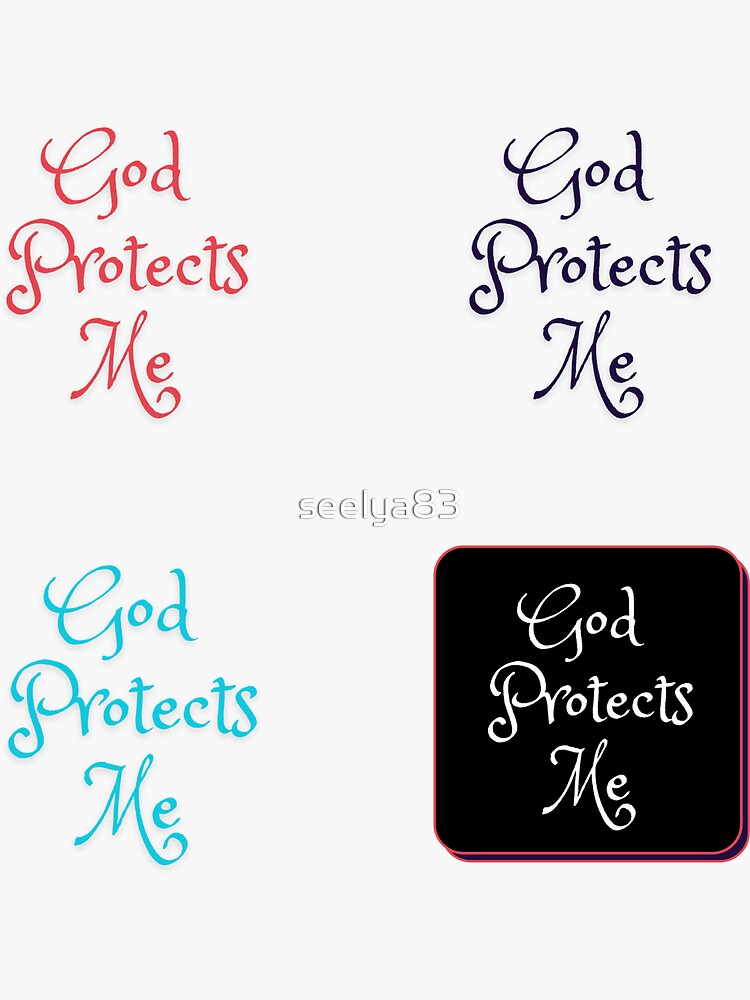 "God protects me design" Sticker for Sale by seelya83 | Redbubble