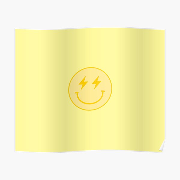 "Yellow lightning bolt smiley face " Poster by Als10806 | Redbubble