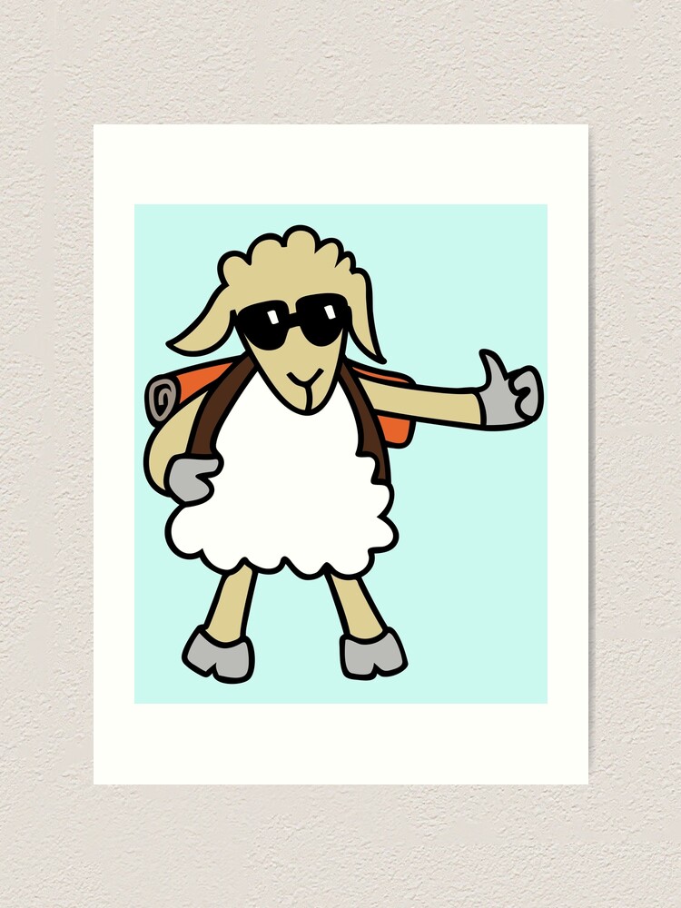 "Hitchhiker new zealand sheep cartoon" Art Print for Sale by yolan ...