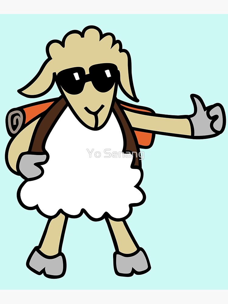 "Hitchhiker new zealand sheep cartoon" Art Print for Sale by yolan ...
