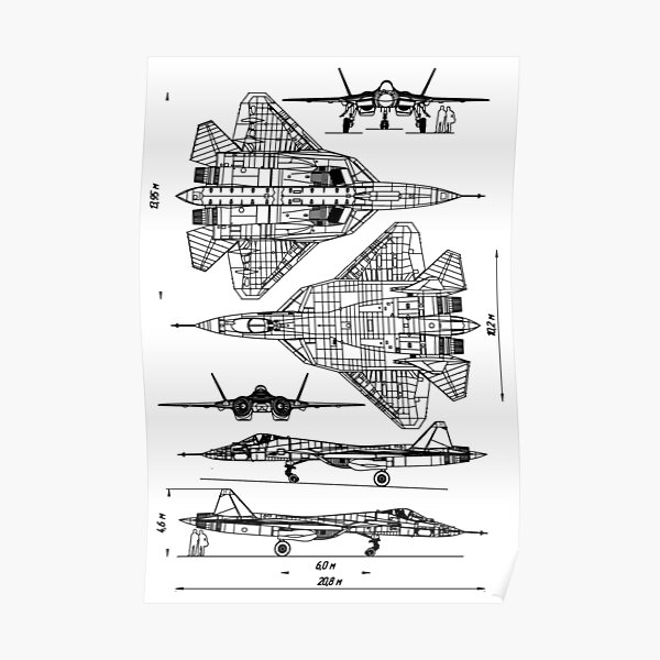 "Sukhoi Su-57 Aircraft Blueprint" Poster for Sale by OutdoorsFun ...