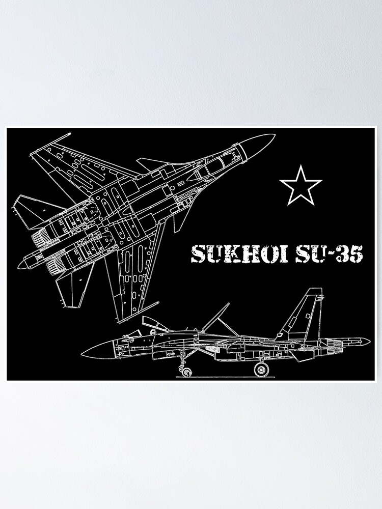 "Sukhoi Su-35 Aircraft Blueprint" Poster by OutdoorsFun | Redbubble