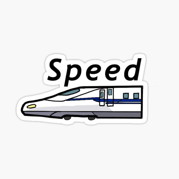 "Japanese Shinkansen train with “speed” text" Sticker for Sale by Josh ...