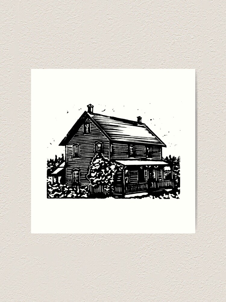 "Sapphorica Creations- Historic Boothroyd Farmhouse Linocut" Art Print ...