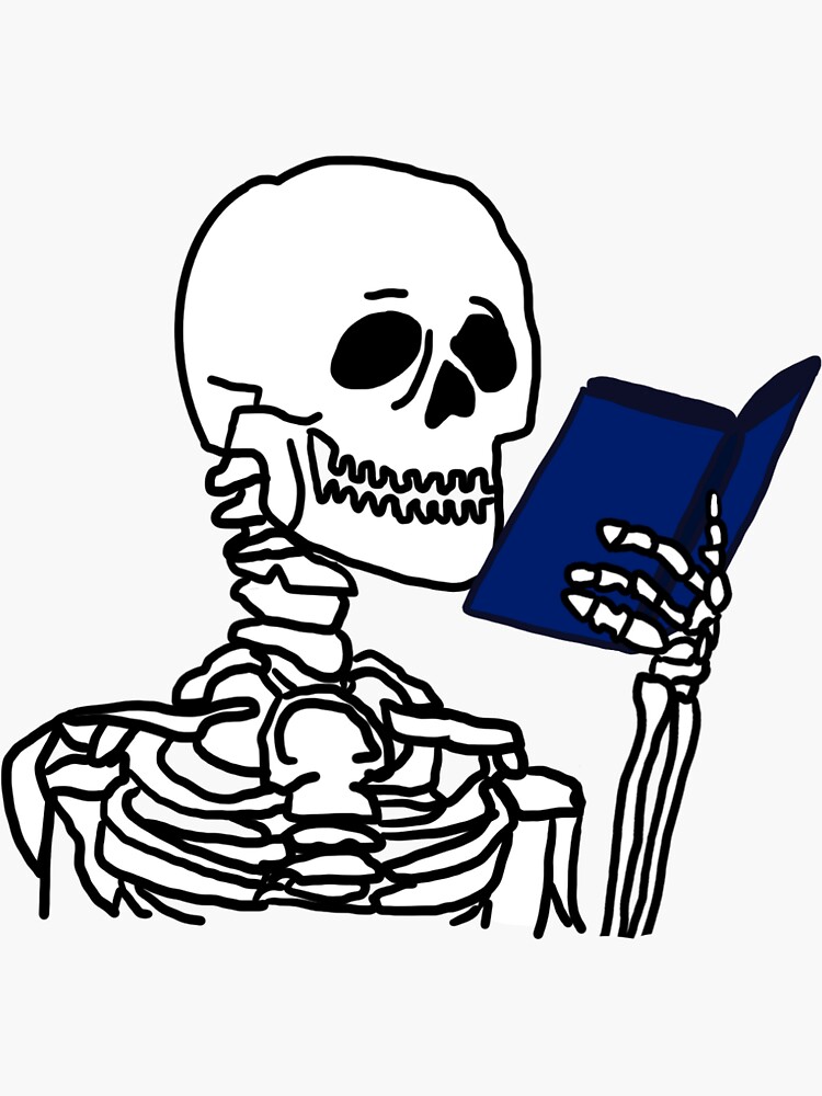 "Skeleton Reading Digital Art" Sticker for Sale by LostLuna100 | Redbubble