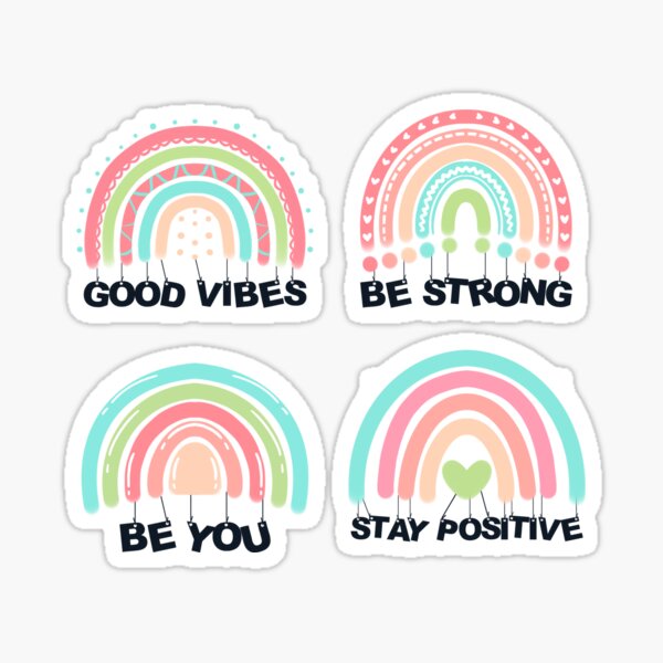 "Boho Rainbow Bundle with Pink and Sky Blue Color Tones" Sticker by ...