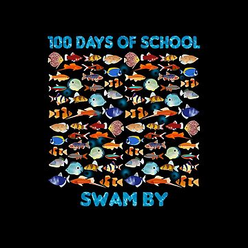 "100 Days Of School Fish Fisher Teacher Student Fishing Lover" Kids T ...