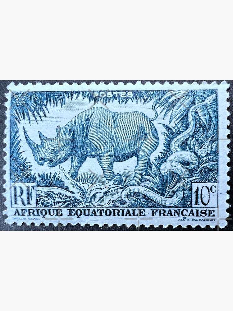 "Blue Rhino Vintage Postage Stamp" Art Print for Sale by Factory57 ...