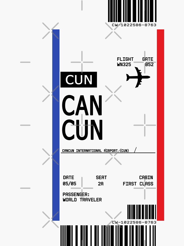 "First Class Ticket Boarding Pass Cancun" Sticker for Sale by ...