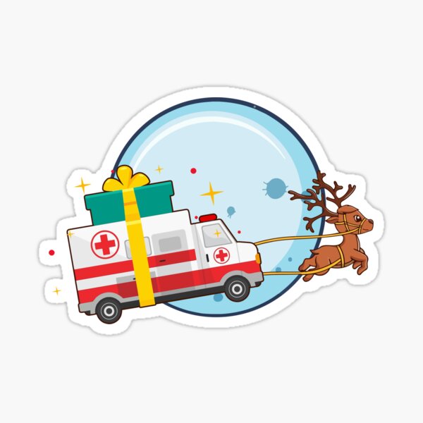 "Medical Ambulance Reindeer Nurse Christmas Pajamas Xmas" Sticker for ...