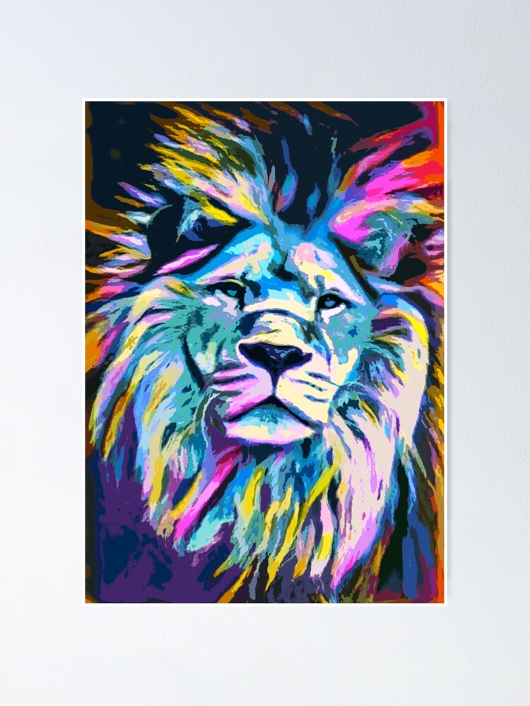 Póster «León de graffiti resaltado de neón» de FallbackRaccoon | Redbubble