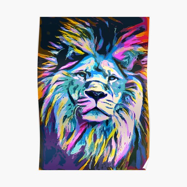 Póster «León de graffiti resaltado de neón» de FallbackRaccoon | Redbubble