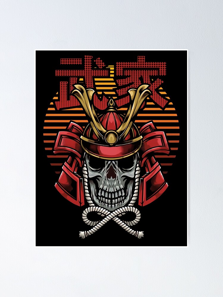"japanese samurai skull and helmet" Poster for Sale by bisly | Redbubble