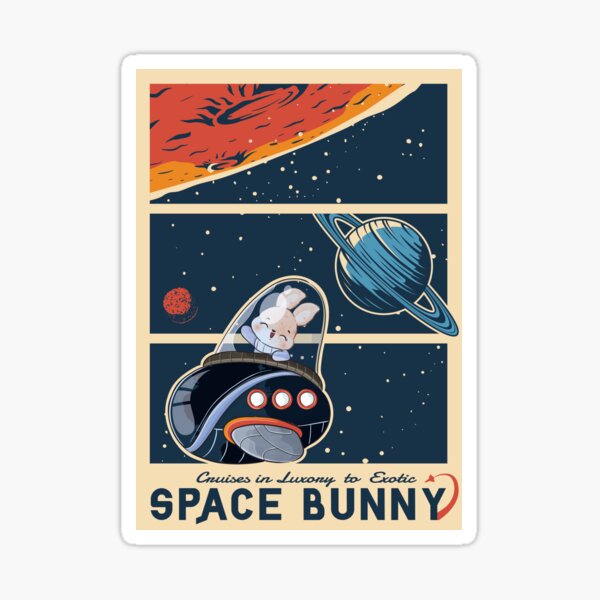 "Cute Space Bunny in a Spaceship" Sticker for Sale by MadrigueraSM ...