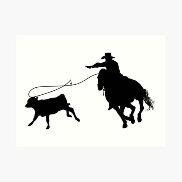 "Rodeo Theme - Calf Roping Silhouette" Art Print for Sale by ...