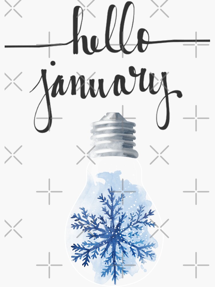 "hello January " Sticker for Sale by fai10r | Redbubble