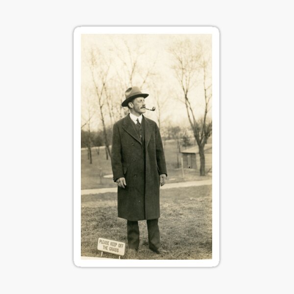 "Rule Breaker Man Pipe Keep Off Grass Libertarian Digital Image Vintage ...