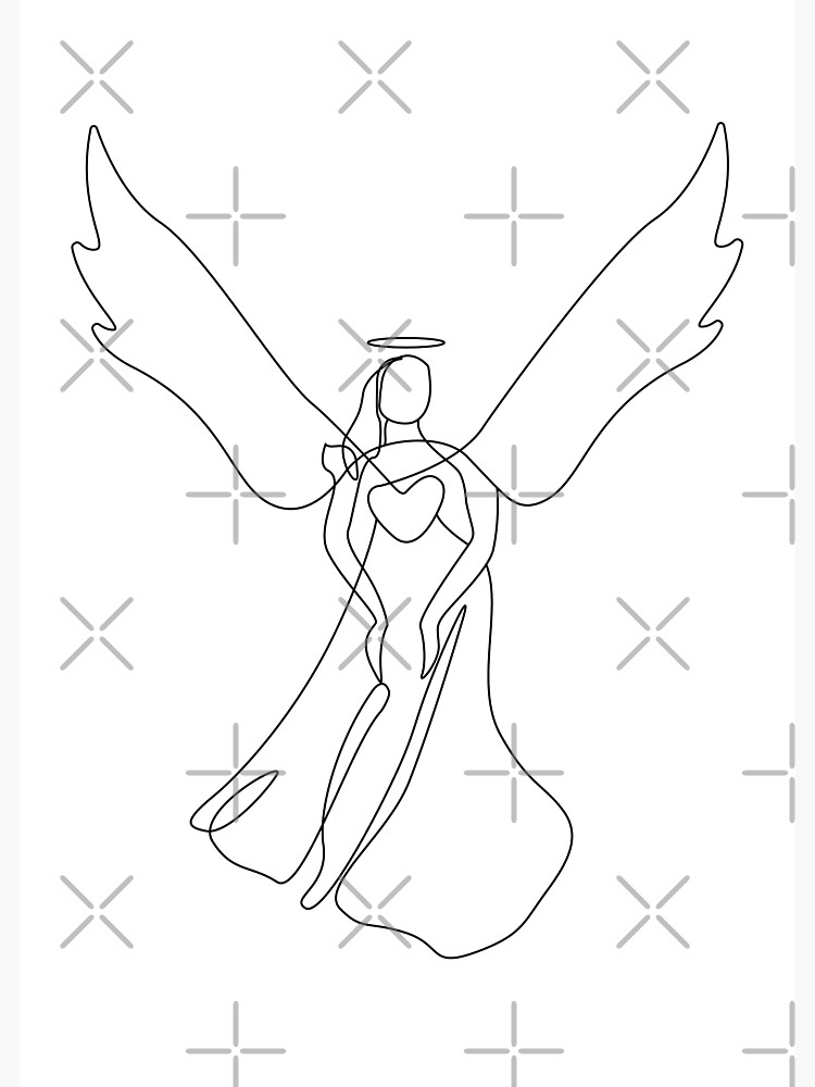 "angel one line drawing" Poster for Sale by createup | Redbubble