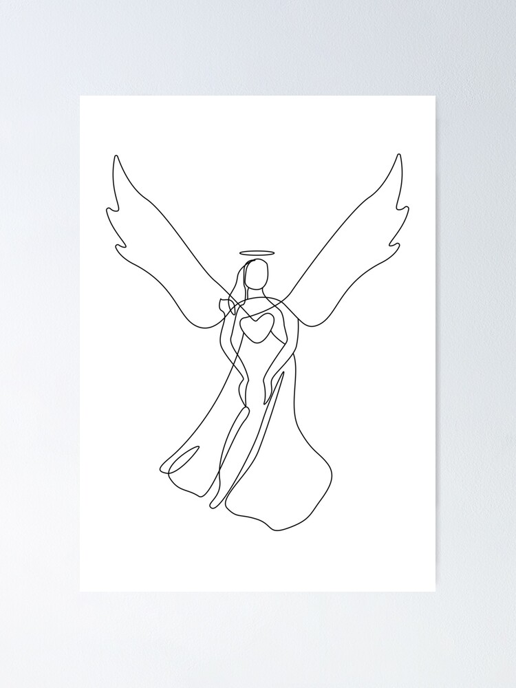 "angel one line drawing" Poster for Sale by createup | Redbubble